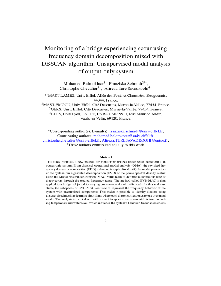 Bridge Scour Monitoring Using FDD and DBSCAN Algorithm