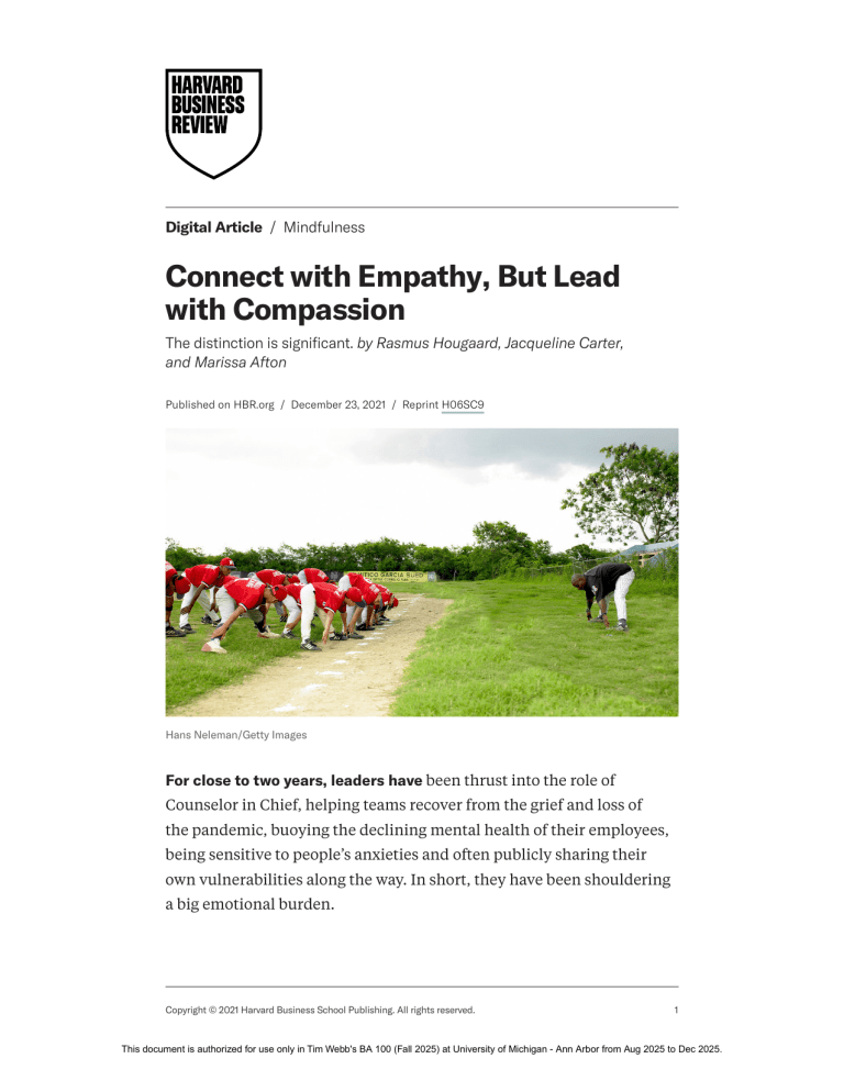 Empathy vs. Compassion in Leadership