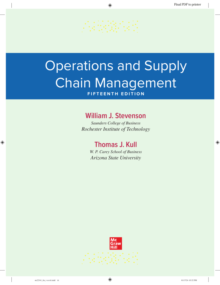 Operations and Supply Chain Management 15th Edition Textbook