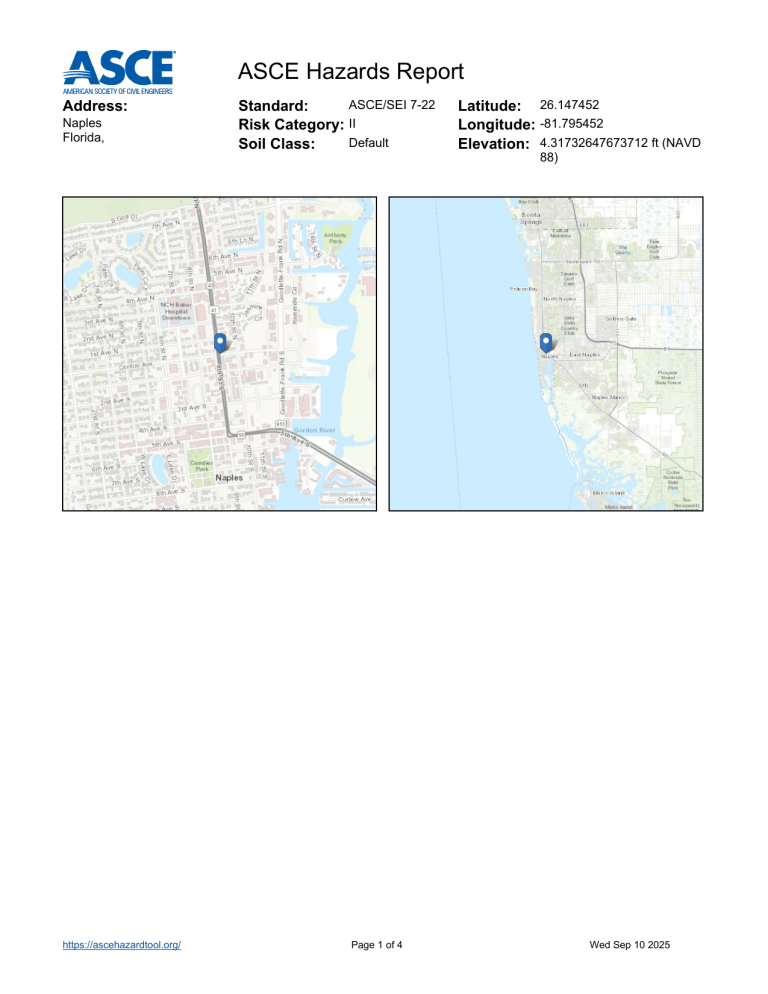 ASCE Hazards Report for Naples, FL (ASCE/SEI 7-22)