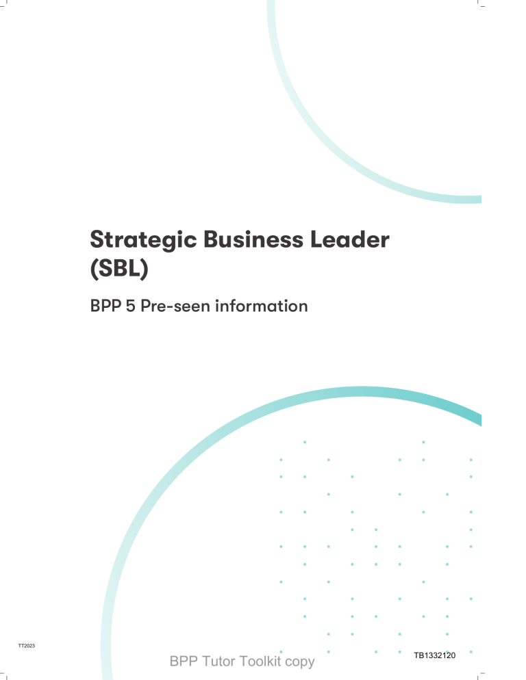 Strategic Business Leader (SBL) Case Study: Oceania National Airlines