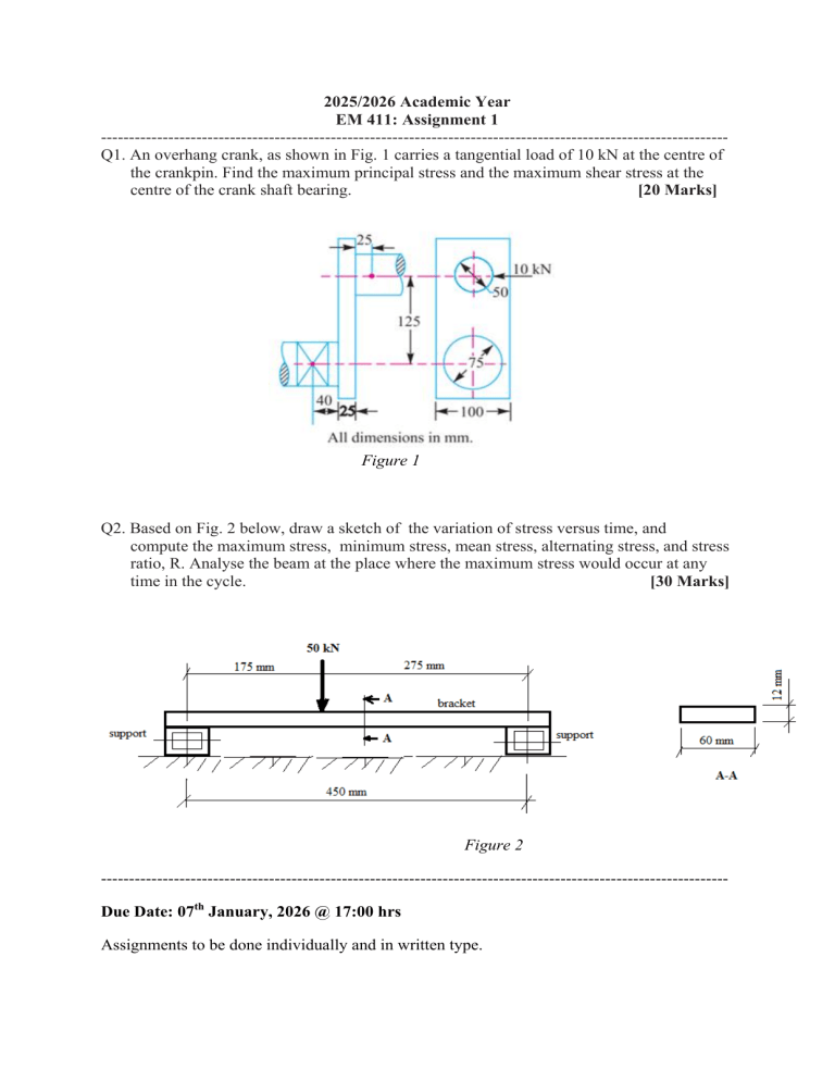 Engineering Mechanics Stress Analysis Assignment