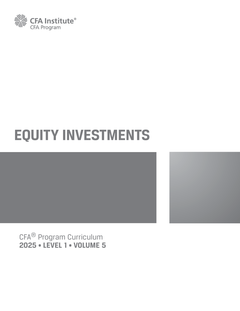 CFA Level I Equity Investments Curriculum 2025