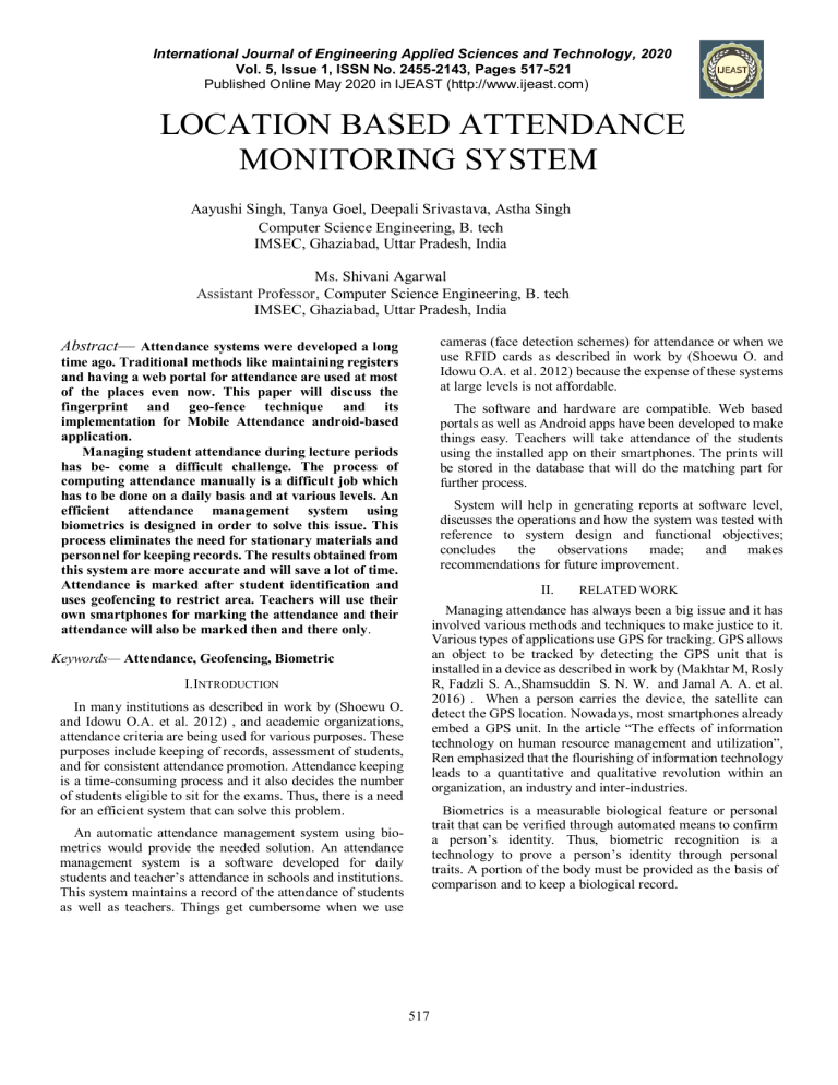 Location-Based Attendance Monitoring System