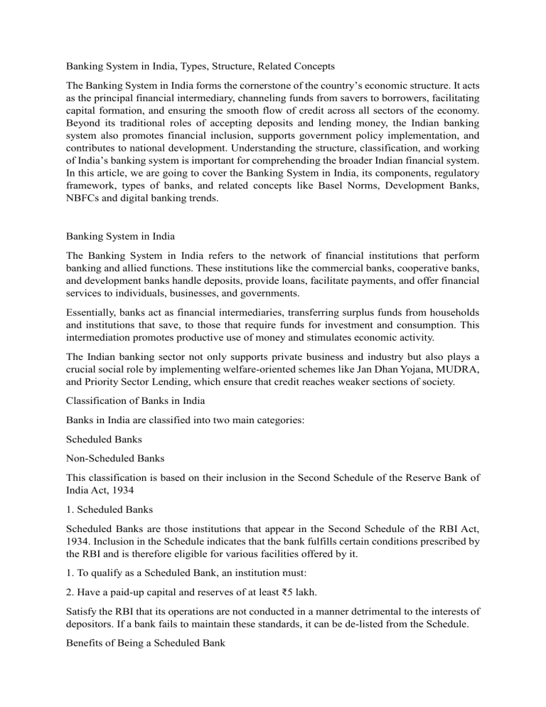 Banking System in India: Structure & Types