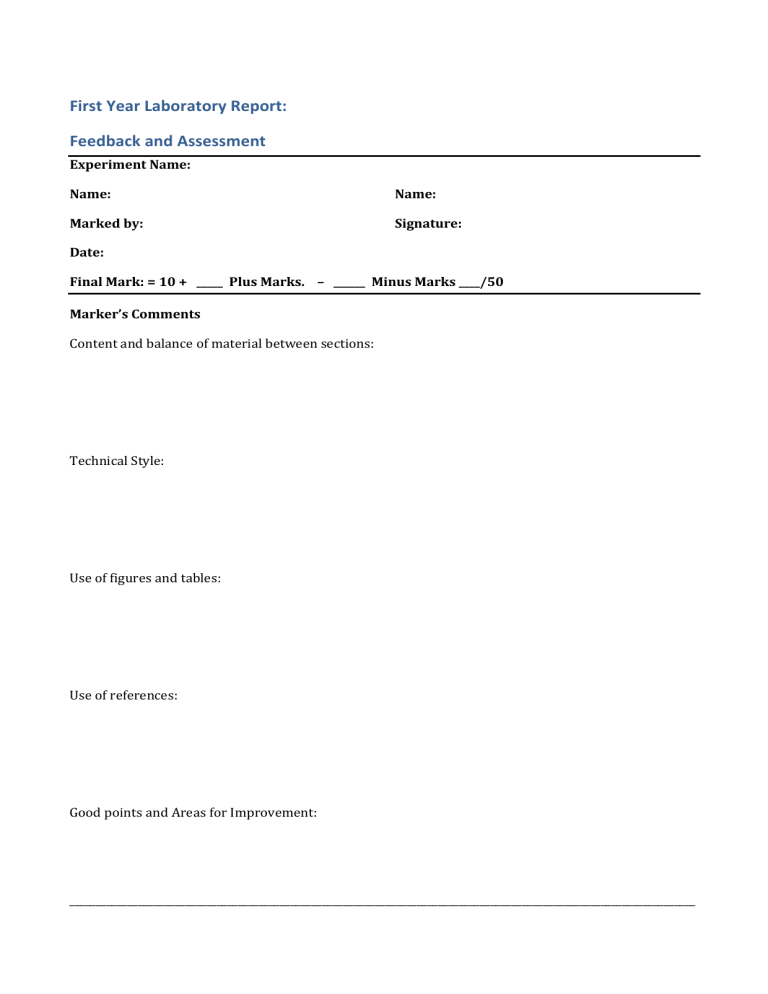 Lab Report Grading Rubric