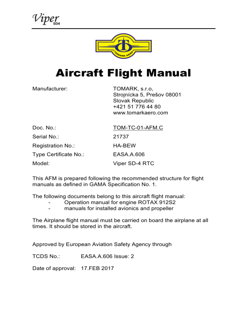 Viper SD-4 RTC Aircraft Flight Manual TOM-TC-01-AFM.C