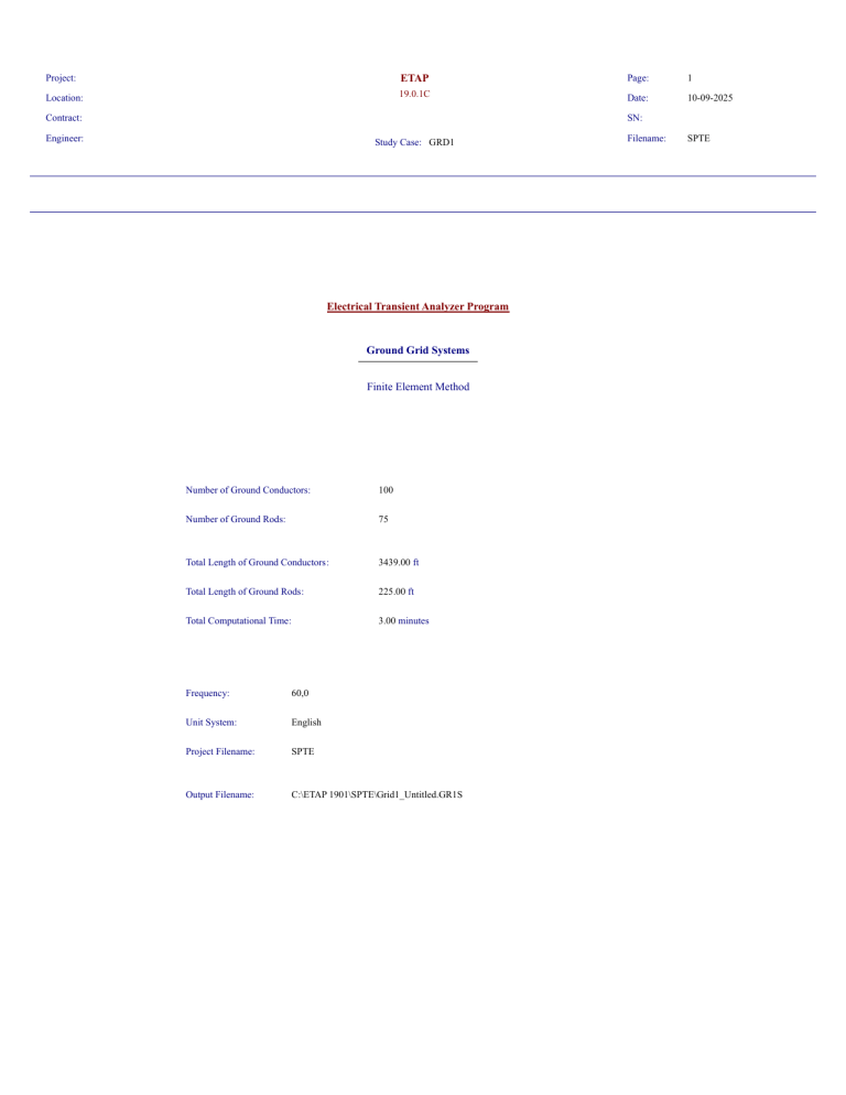 ETAP Ground Grid System Analysis Report