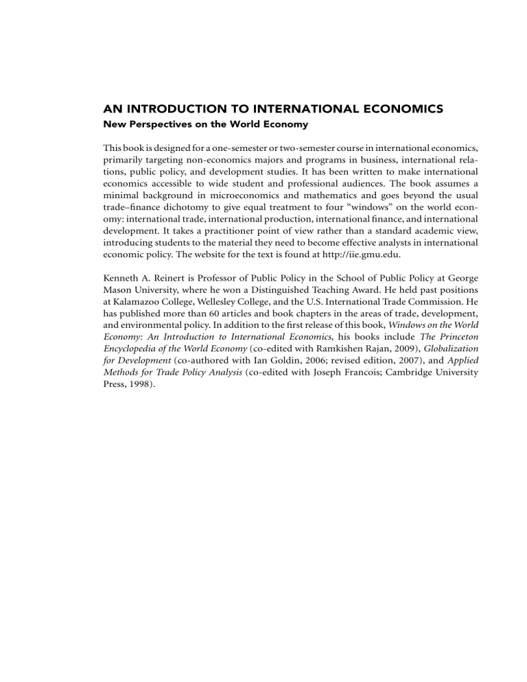 An Introduction to International Economics: New Perspectives on the ...