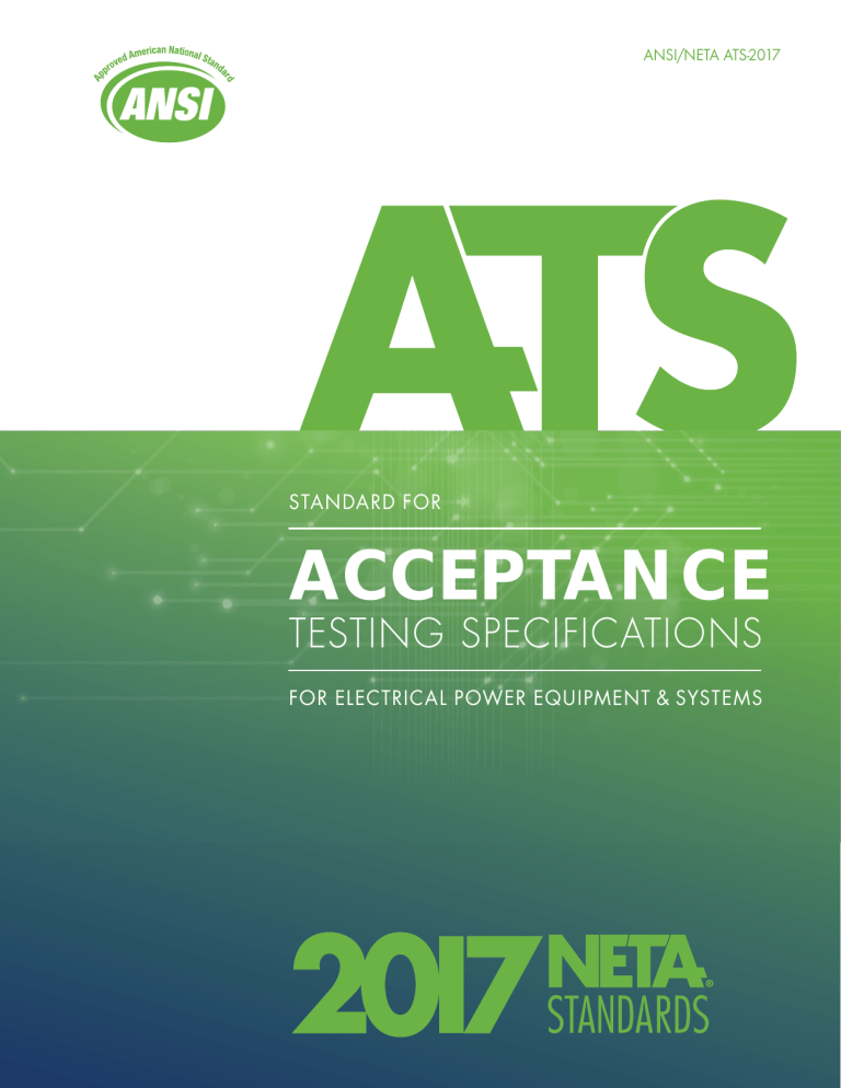 ANSI/NETA ATS-2017 Acceptance Testing Standard