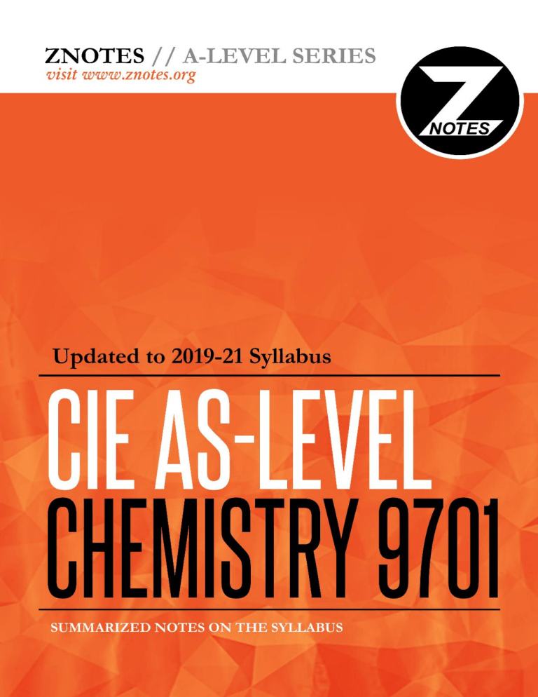 CIE AS-Level Chemistry 9701 Notes