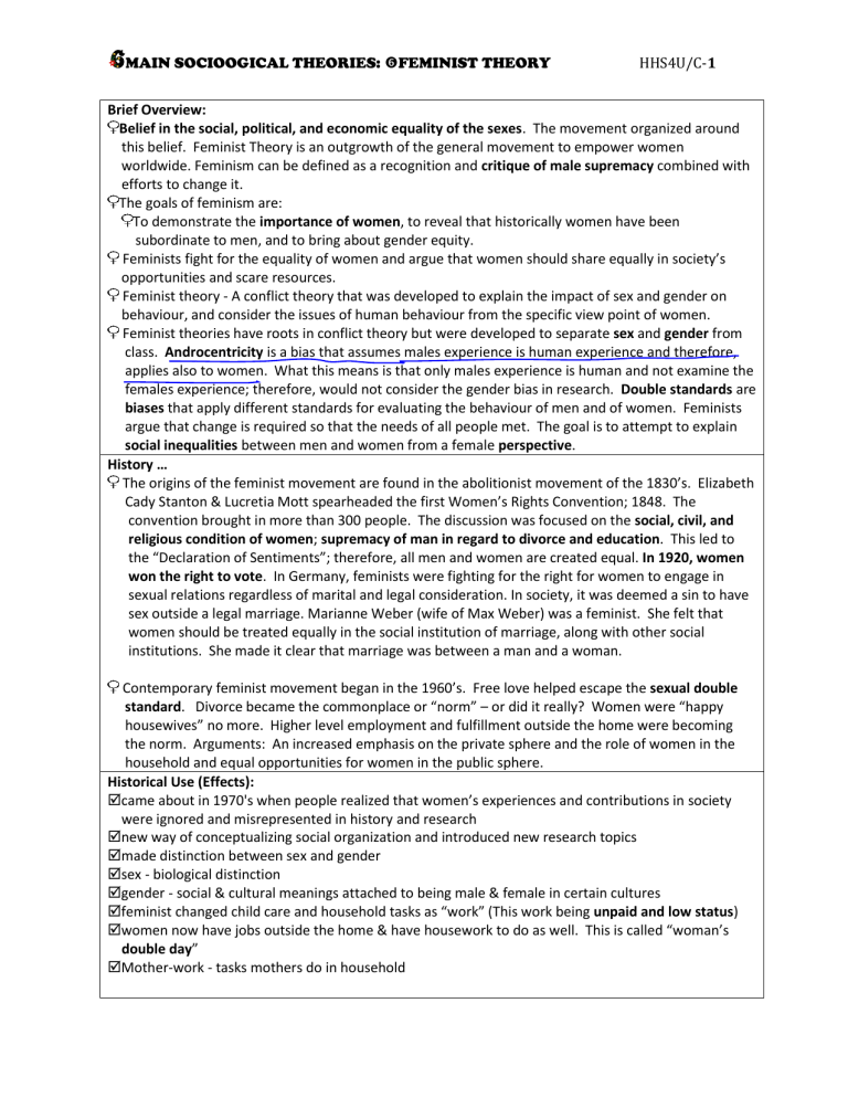 Guide to Feminist Theory in Sociology