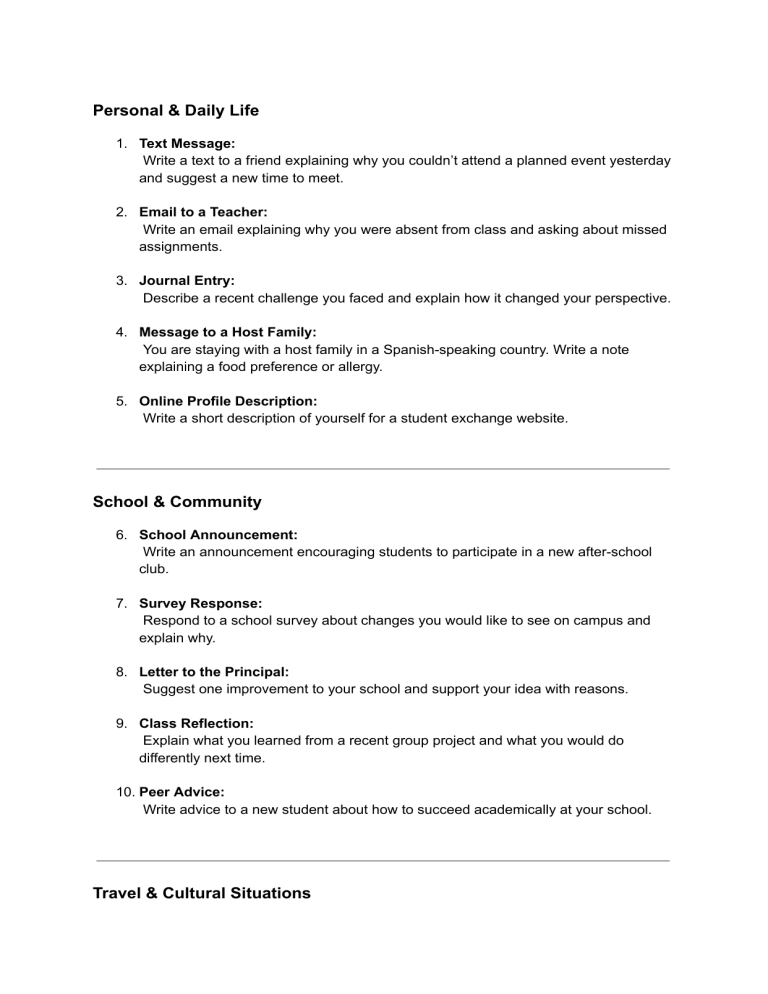 30 Writing Prompts for Students