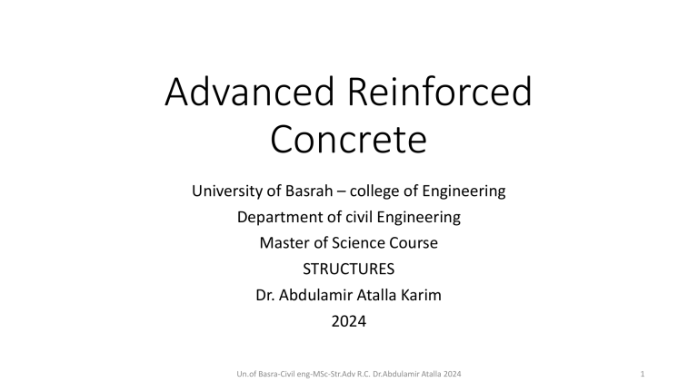 Advanced Reinforced Concrete Engineering Course