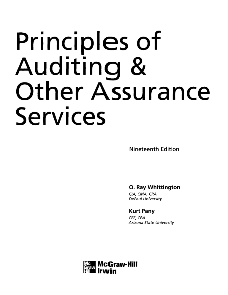 Principles of Auditing & Assurance Services Textbook