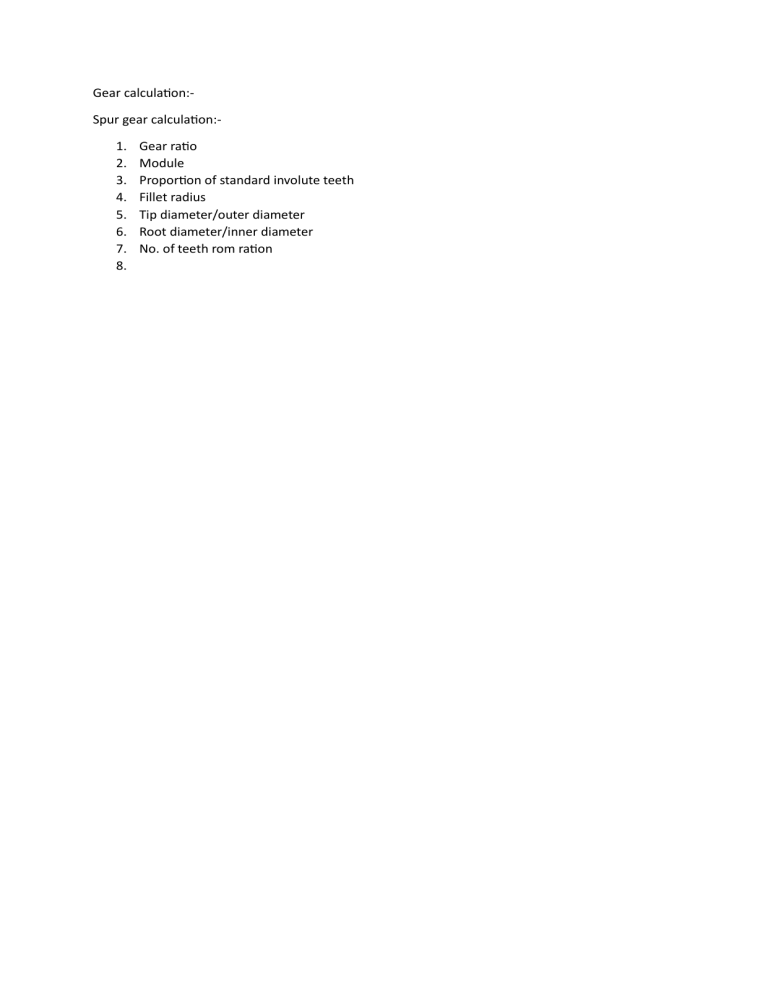 Spur Gear Calculation Guide