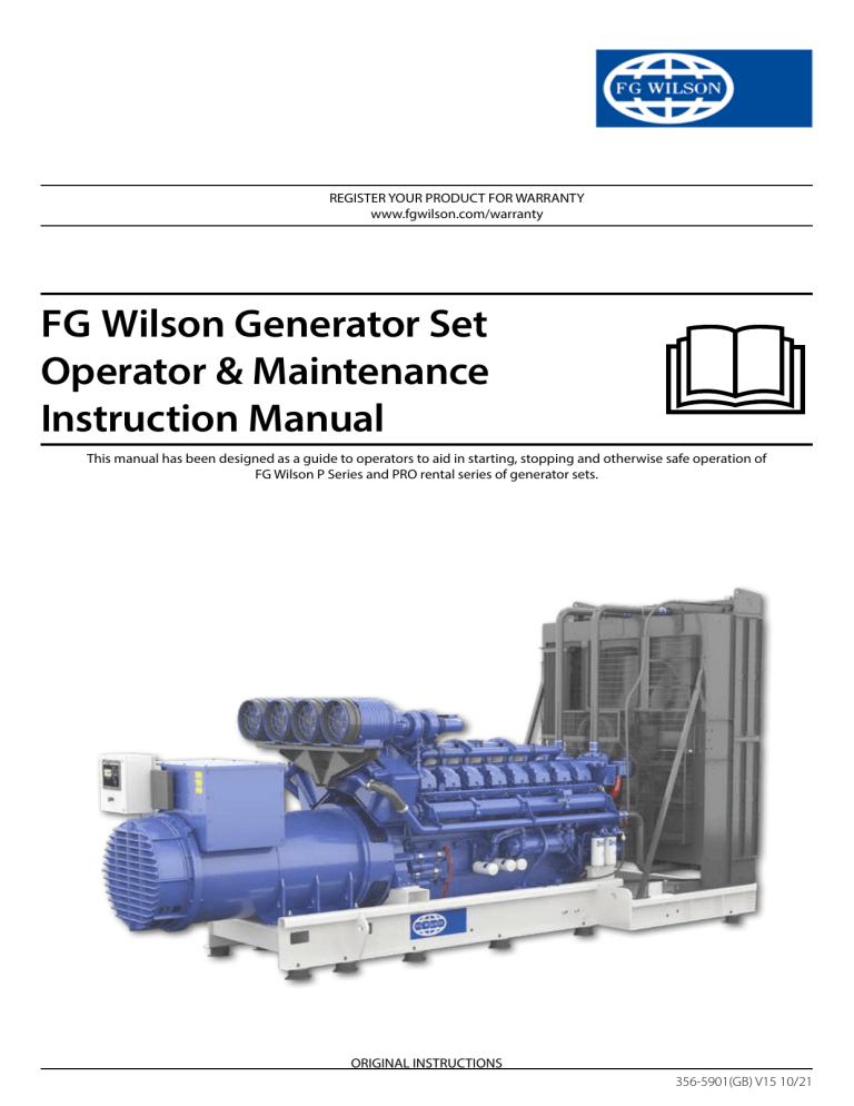 FG Wilson Generator Operator Manual