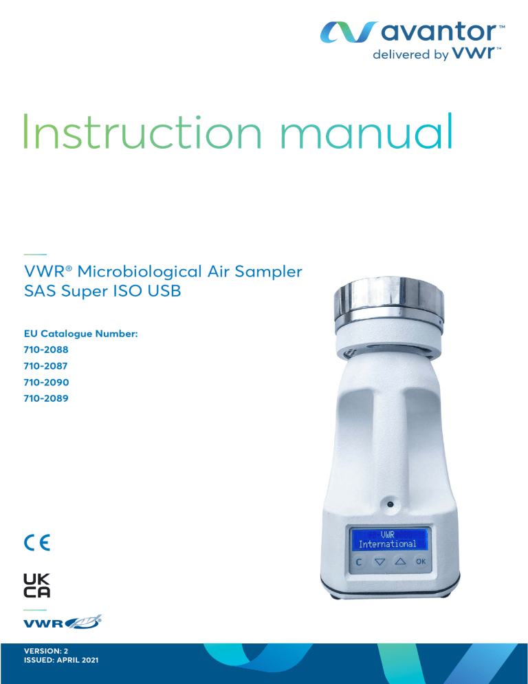 VWR SAS Super ISO USB Air Sampler Manual