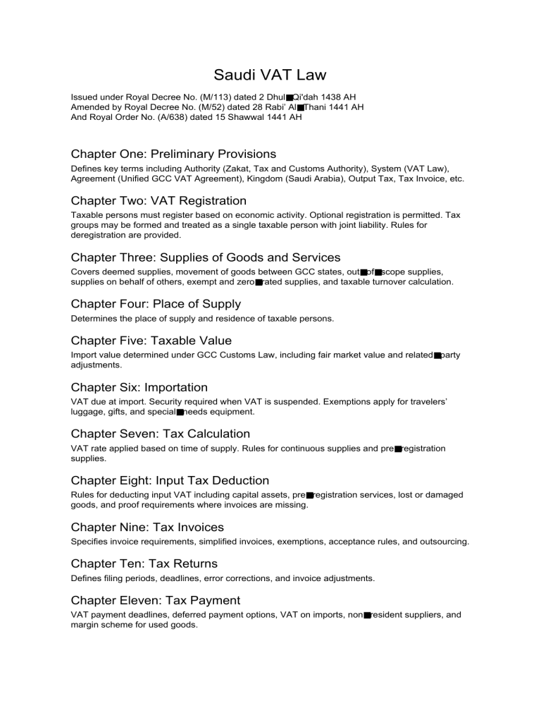 Saudi VAT Law Guide