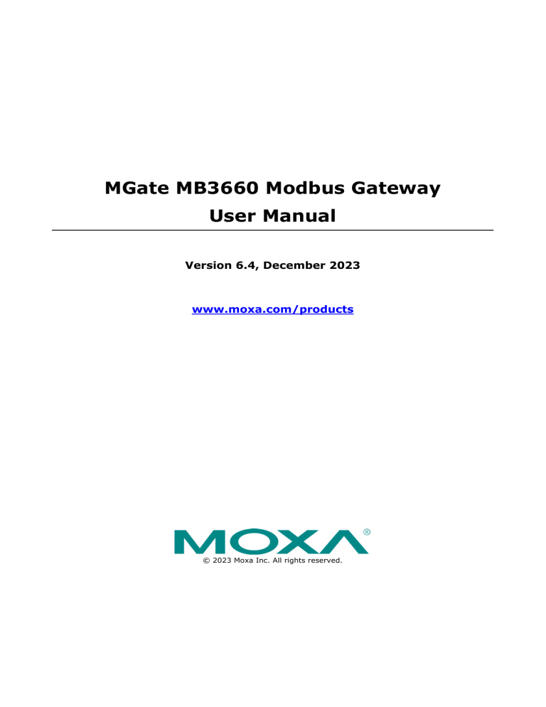 MGate MB3660 Modbus Gateway Manual v6.4