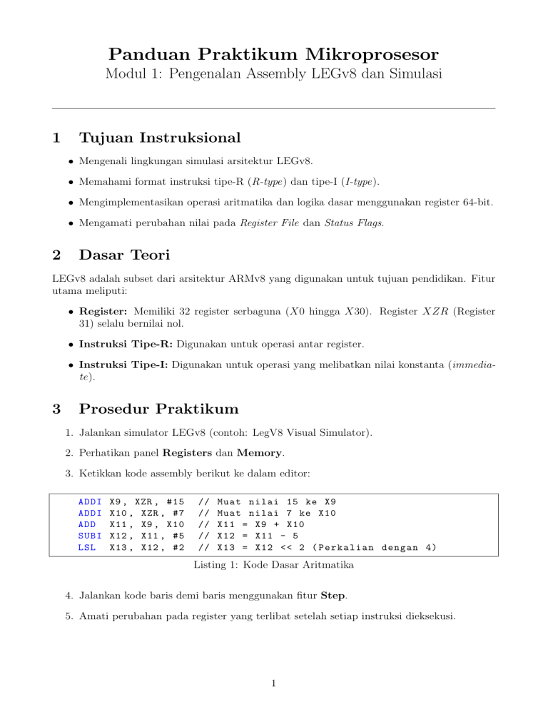 Panduan Praktikum Assembly LEGv8