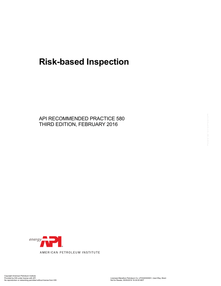 API RP 580: Risk-Based Inspection Guide