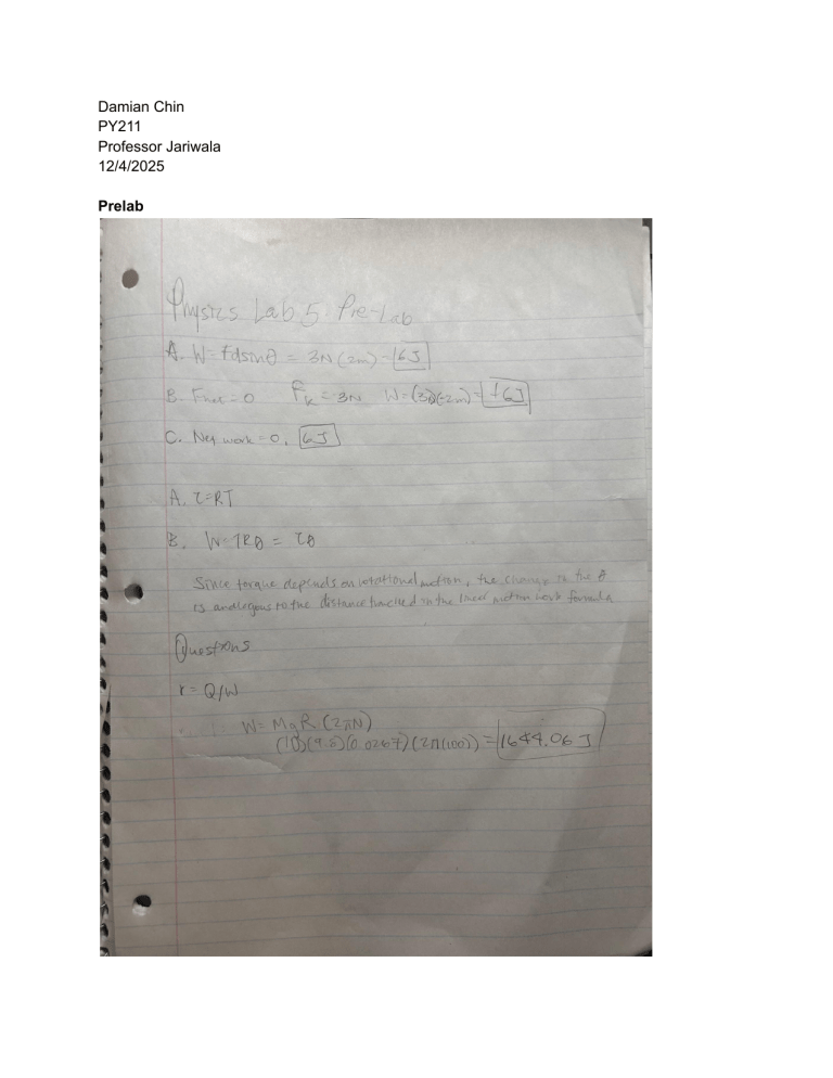 Mechanical Equivalent of Heat Lab Report