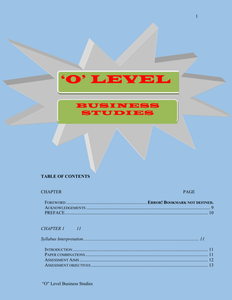 O' Level Business Studies Textbook