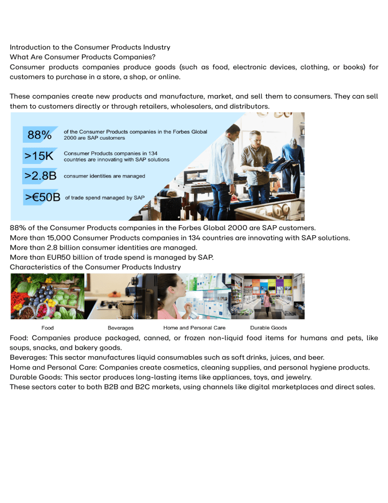 Consumer Products Industry Overview
