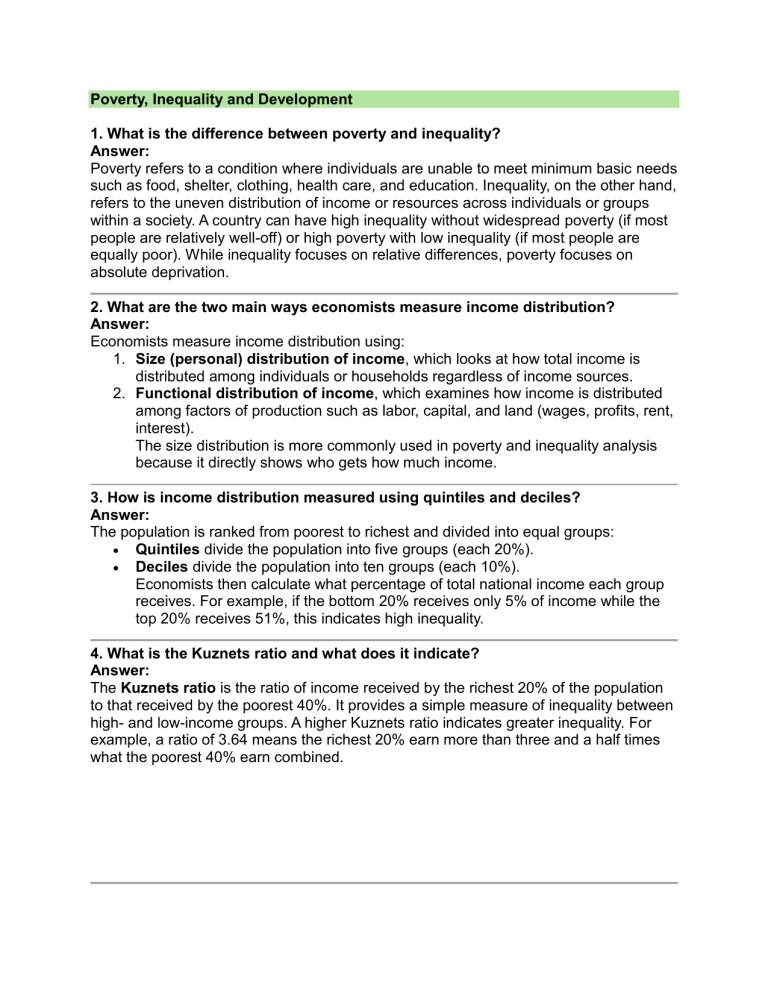 Poverty, Inequality and Development Guide