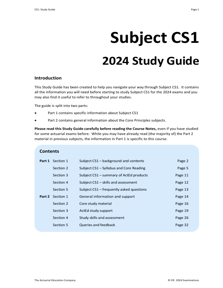 CS1 2024 Study Guide: Actuarial Statistics Exam Prep