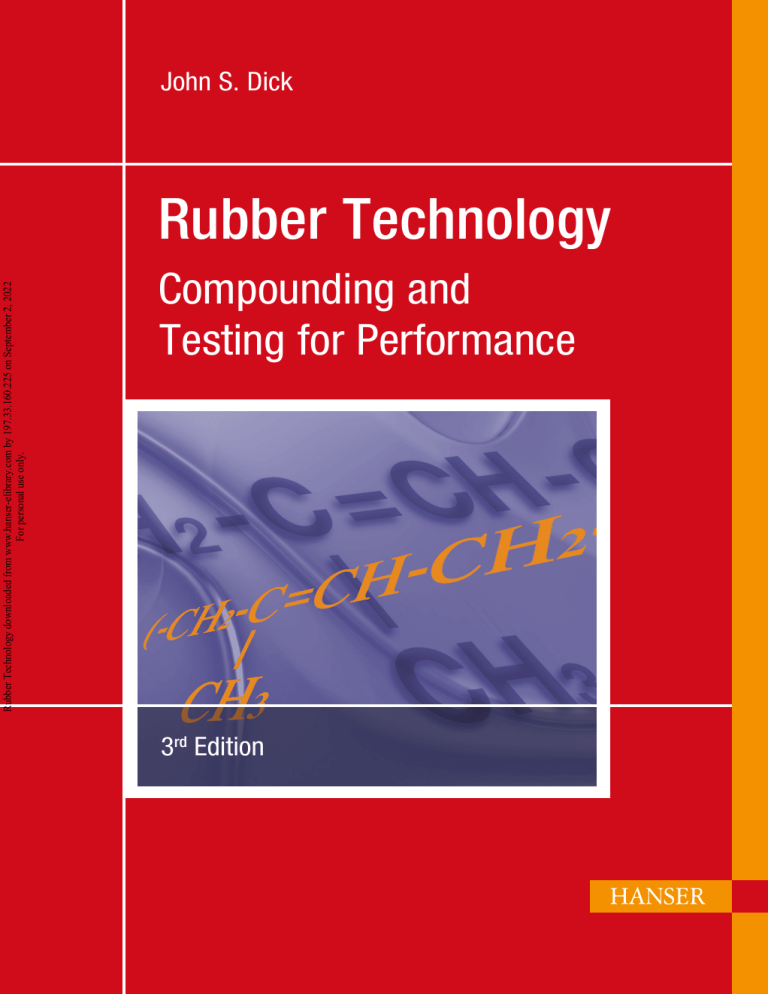 Rubber Technology: Compounding & Testing