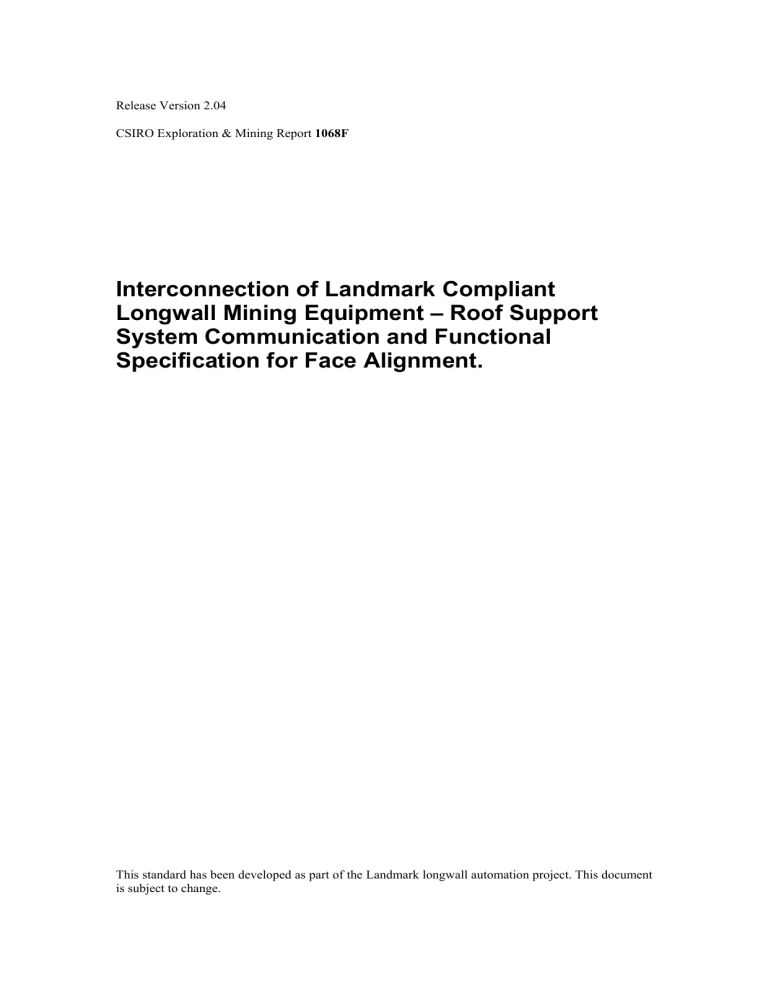 Longwall Roof Support System Specification
