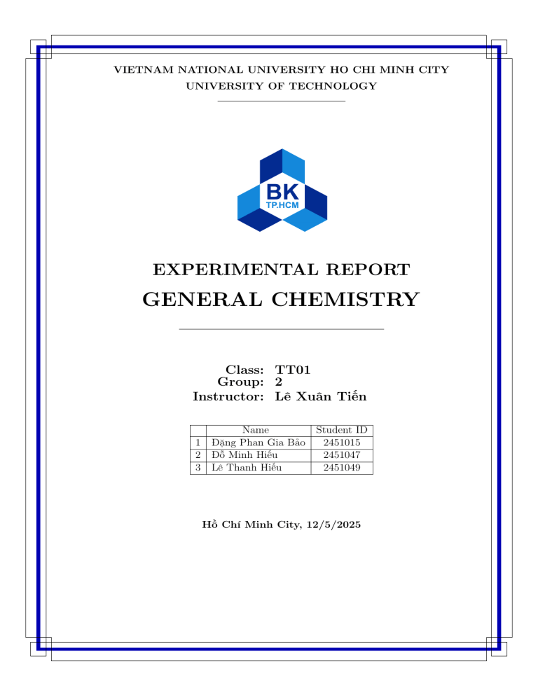 General Chemistry Lab Report UoTech