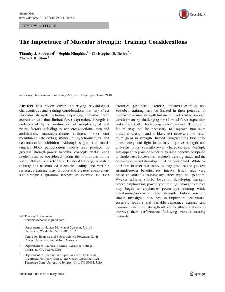 Muscular Strength Training Considerations
