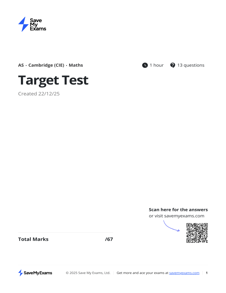 CIE Maths Practice Test with Answers