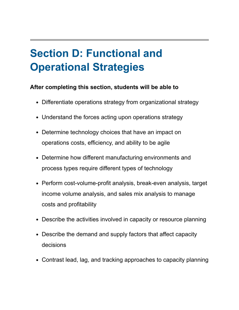 Functional & Operational Strategies Guide