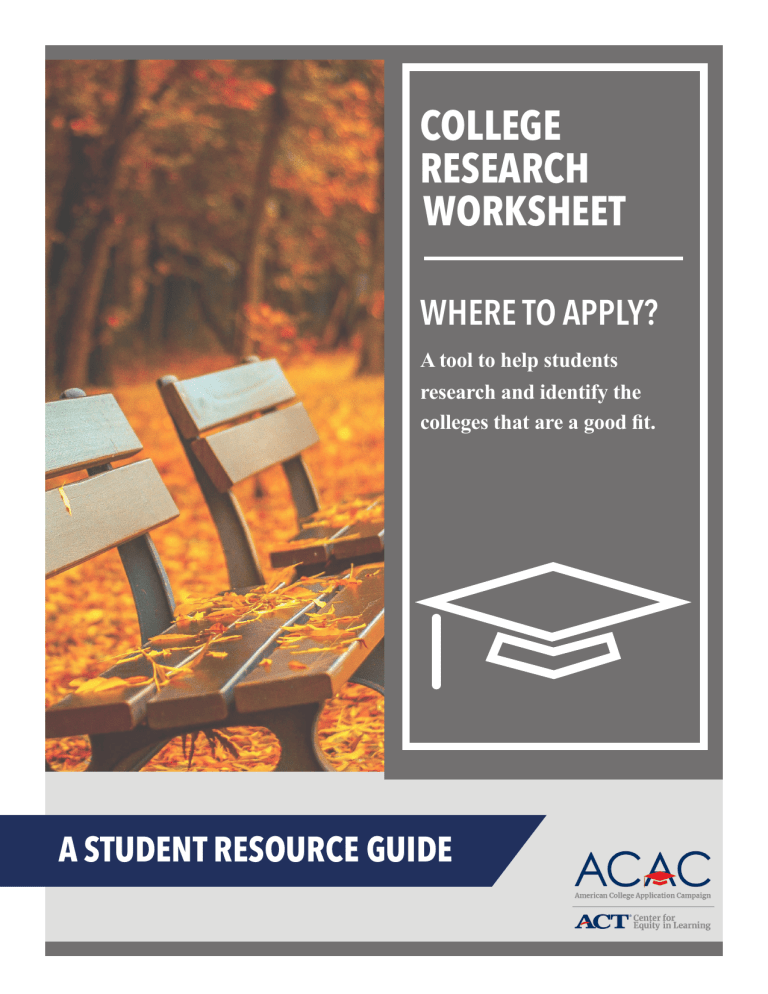 College Research Worksheet for Students