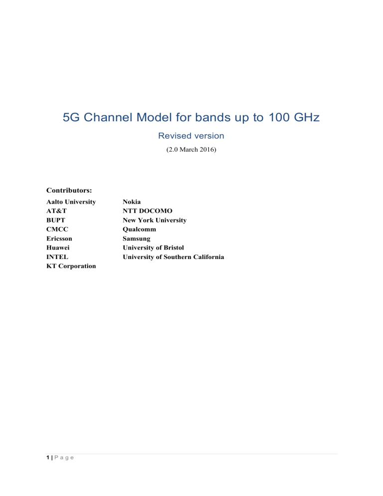 5G Channel Model up to 100 GHz White Paper