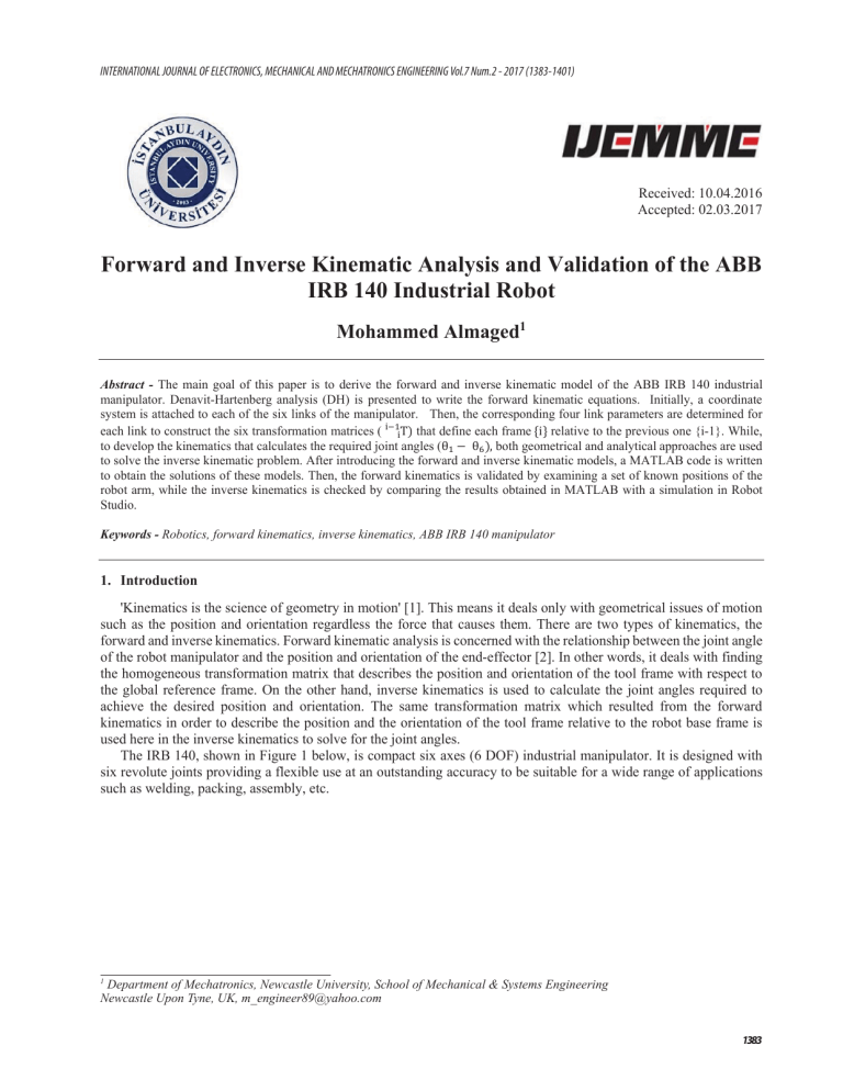 ABB IRB 140 Robot Kinematic Analysis