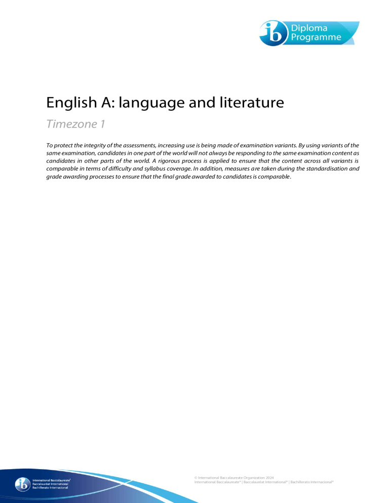 IB English A Lang/Lit May 2024 Report TZ1