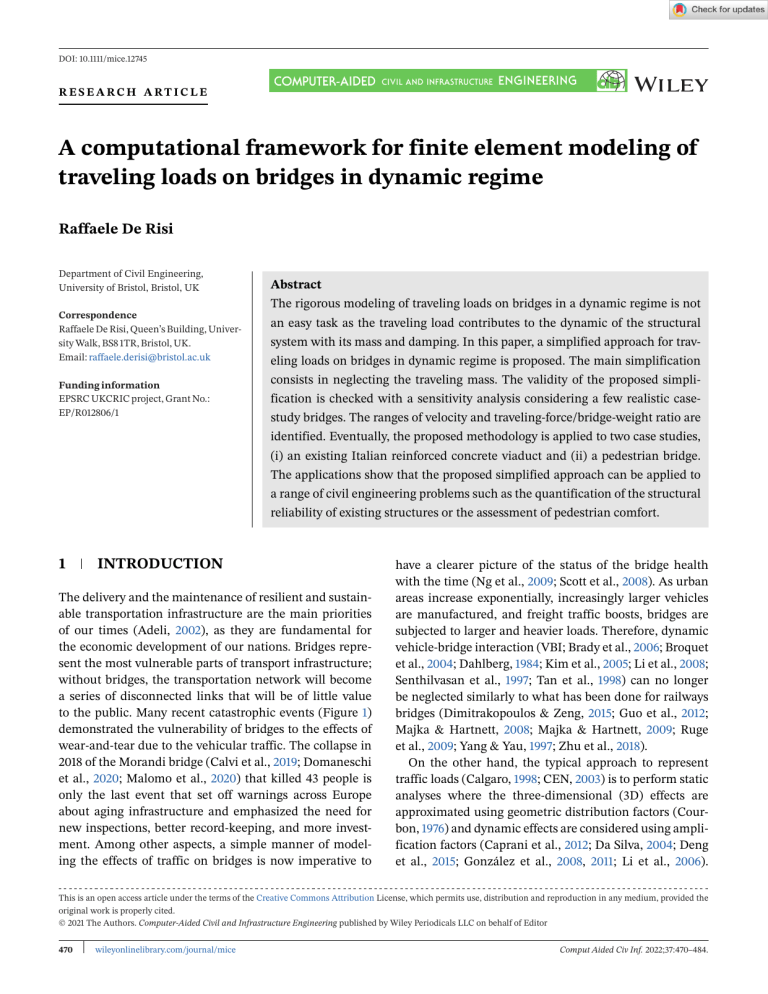 Finite Element Modeling of Traveling Loads on Bridges