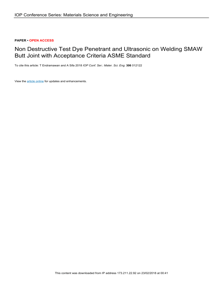 NDT on SMAW Welding | ASME Standards