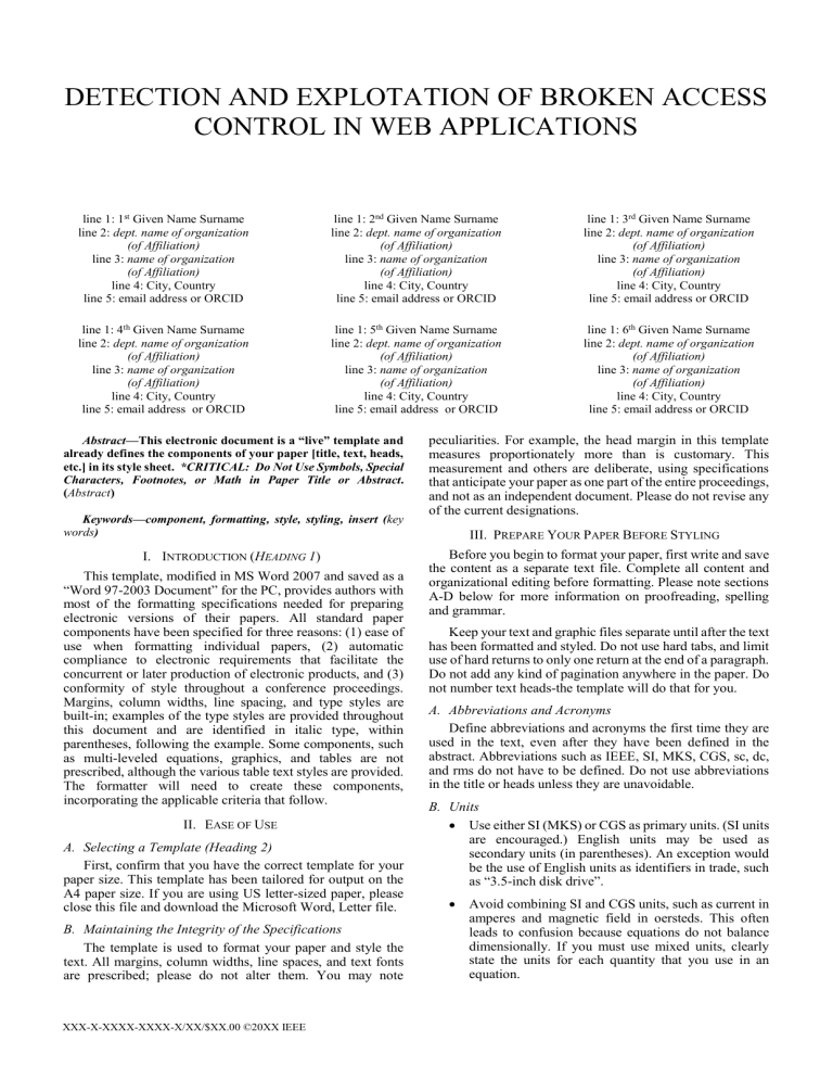 IEEE Conference Paper Formatting Template
