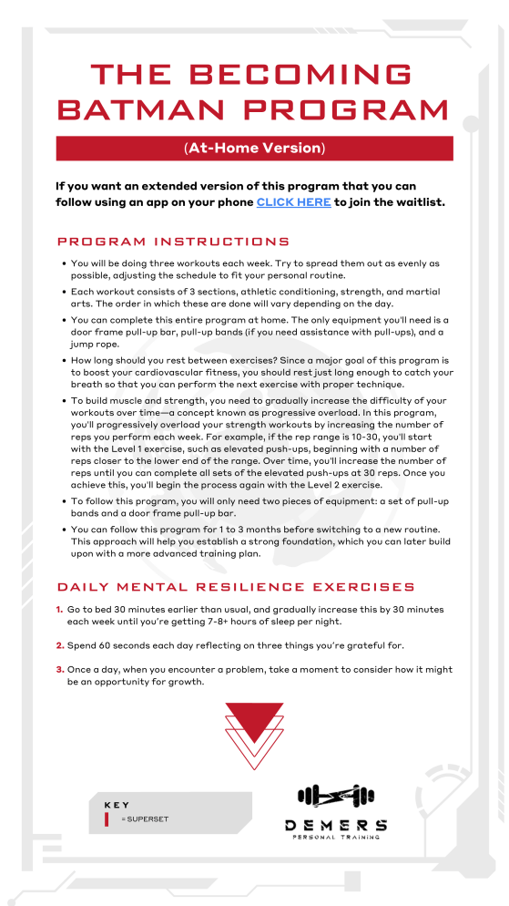 Batman At-Home Workout Program