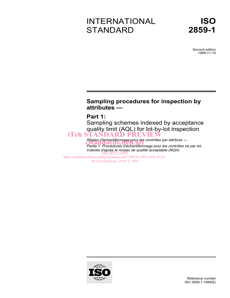 ISO 2859-1: Sampling Procedures by Attributes
