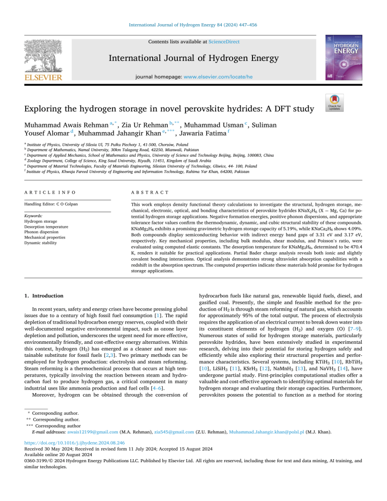 DFT Study of Perovskite Hydrides for Hydrogen Storage
