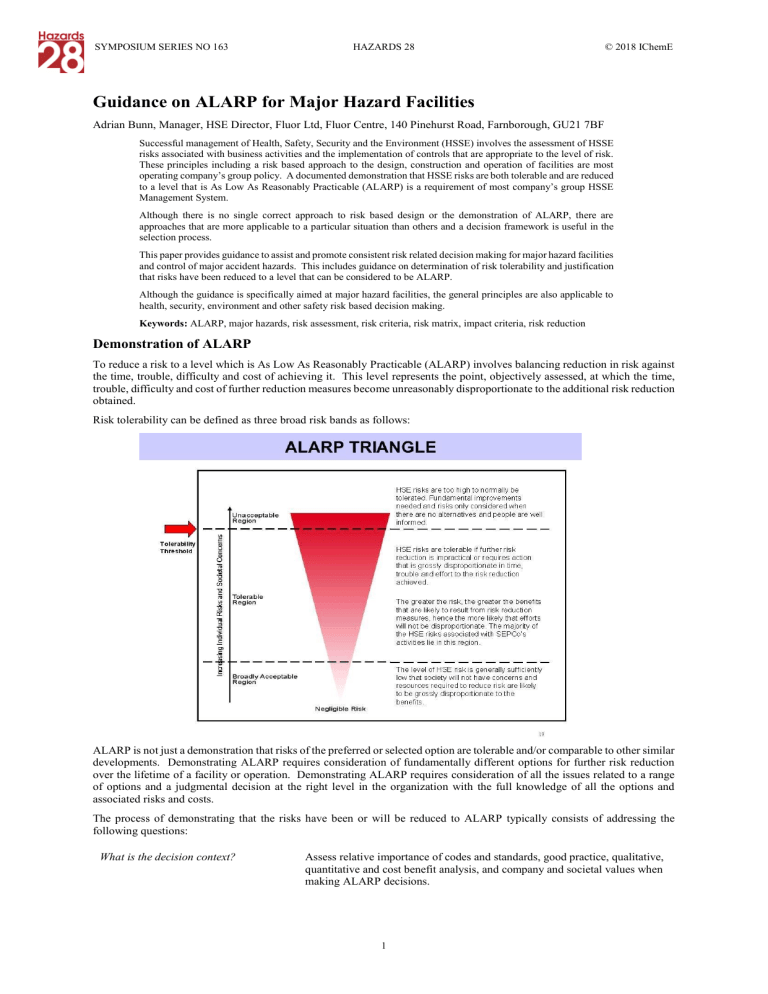 Guidance on ALARP for Major Hazard Facilities