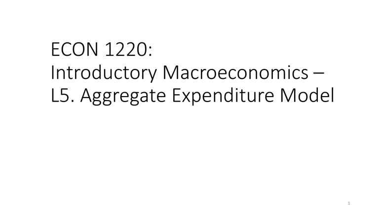 ECON 1220 Lecture 5: Aggregate Expenditure Model