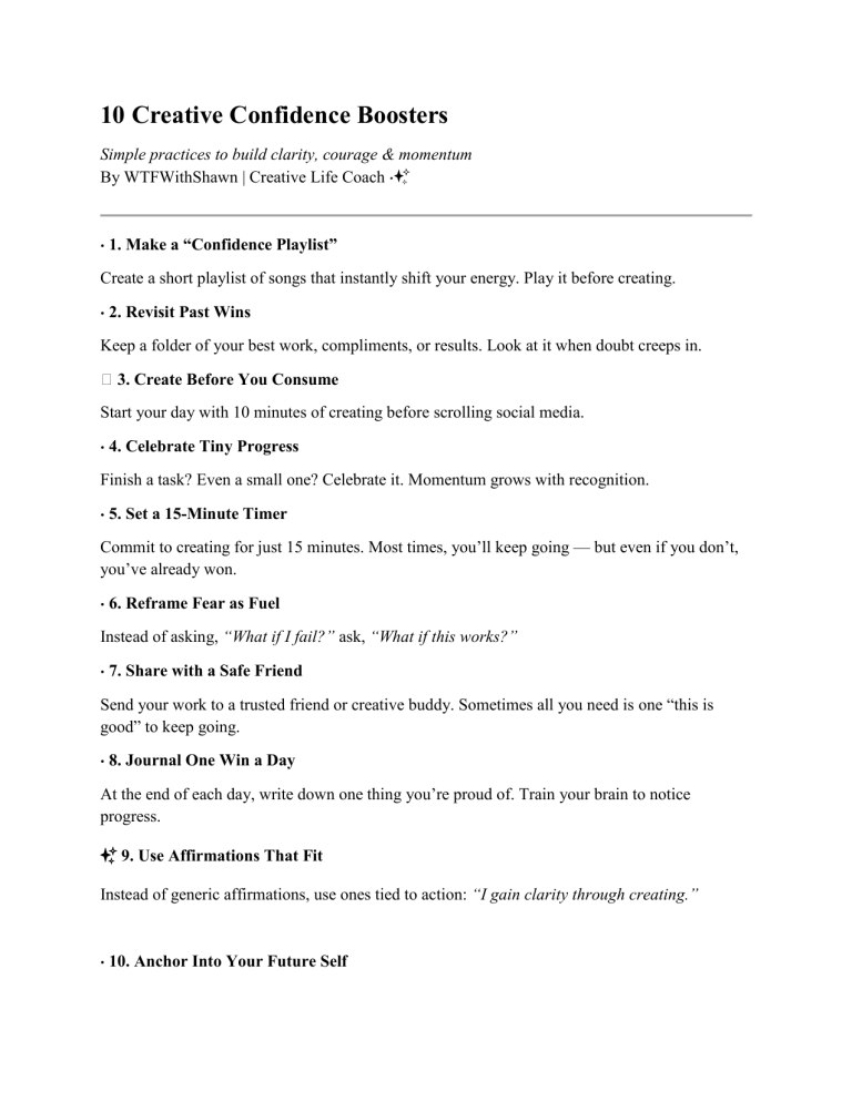 10 Creative Confidence Boosters - Self-Help Guide